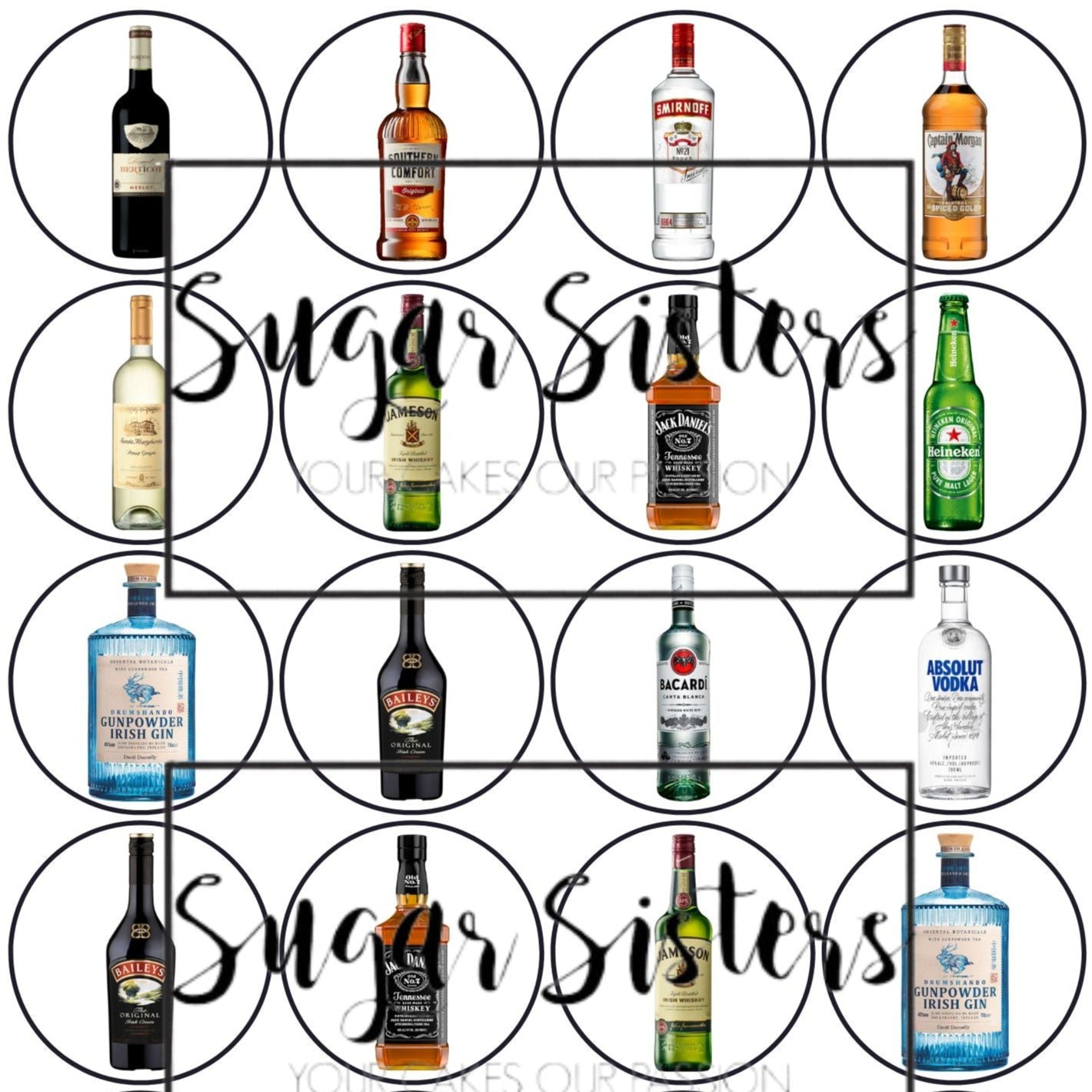 Alcohol Bottles Edible Toppers - (20 Toppers) – SugarSisters.ie