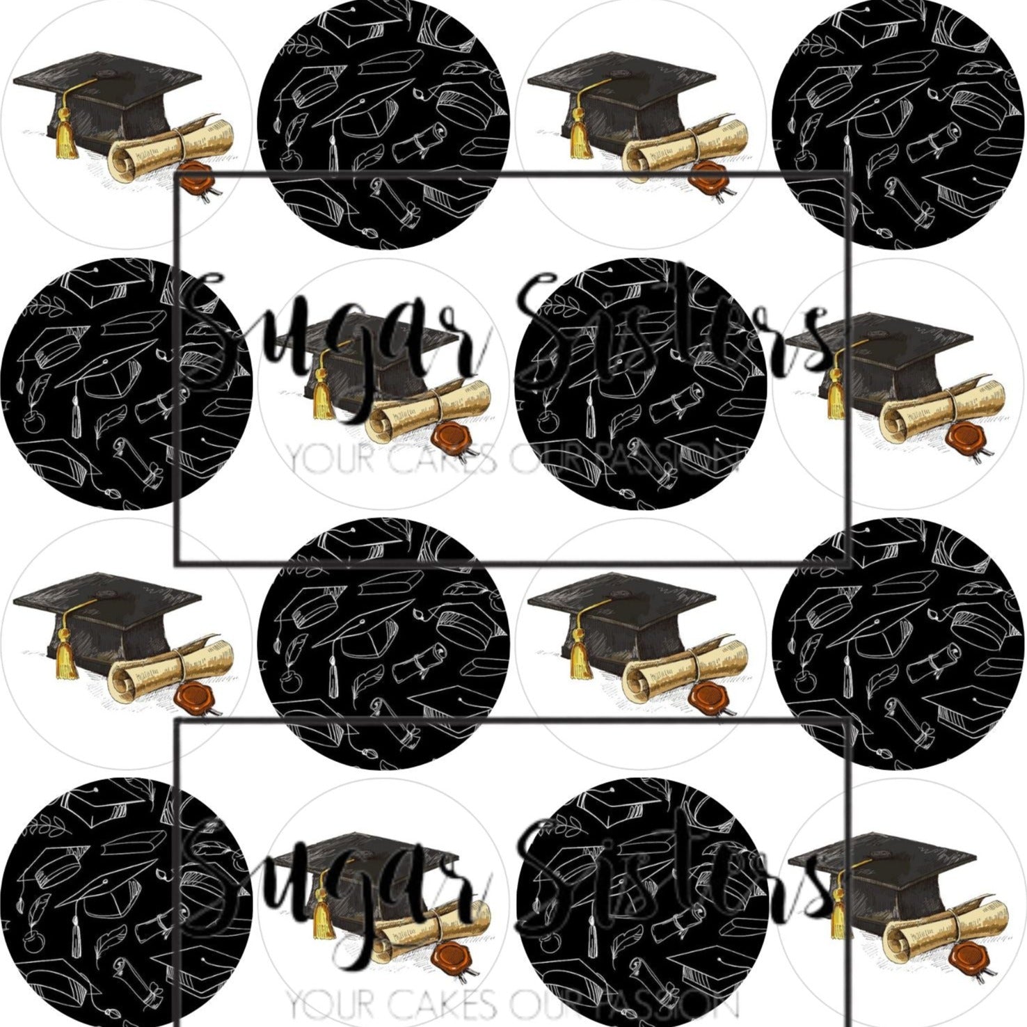 Classic Graduation Edible Toppers - (20 Toppers) – SugarSisters.ie