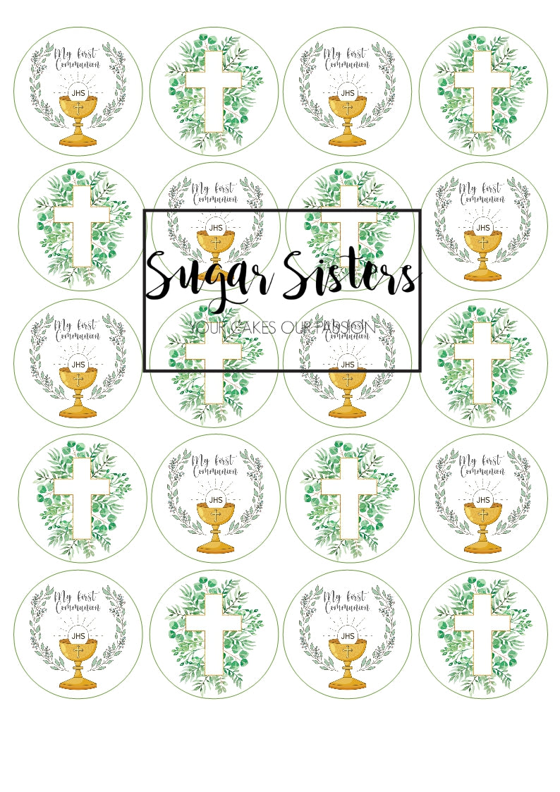 Floral Communion Edible Toppers - (20 Toppers) – SugarSisters.ie