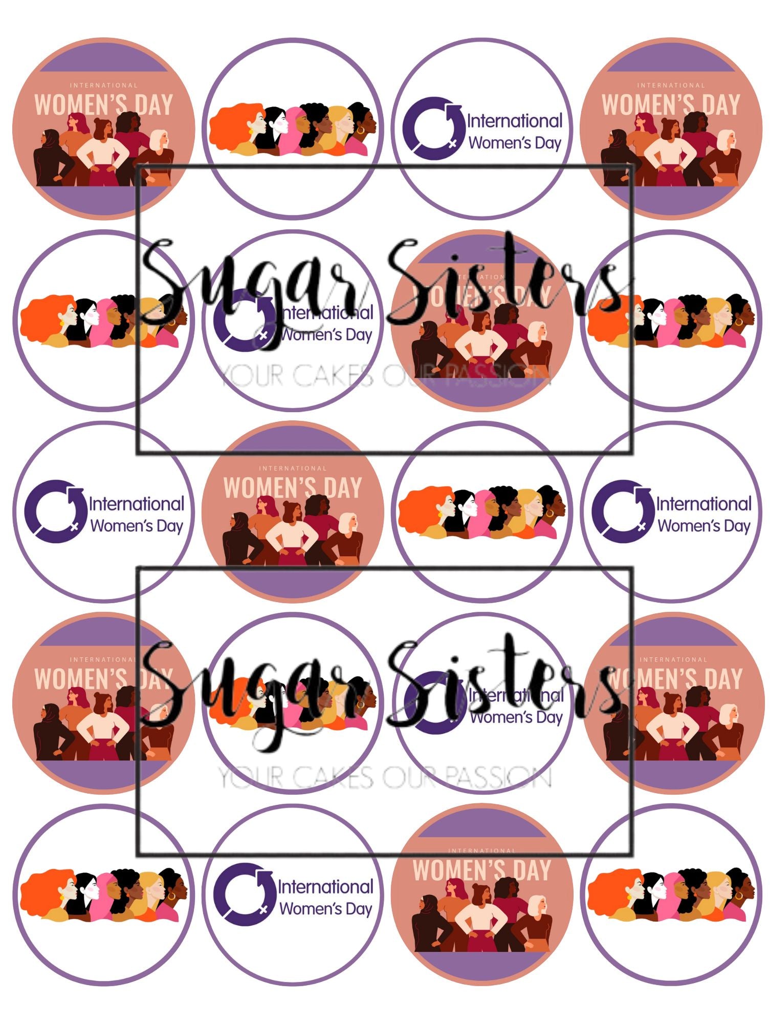 International Womens Day 3 Edible Toppers - (20 Toppers) – SugarSisters.ie